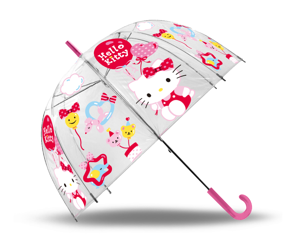 TRANSPARENT UMBRELLA MANUAL HELLO KITTY – Kids Licensing
